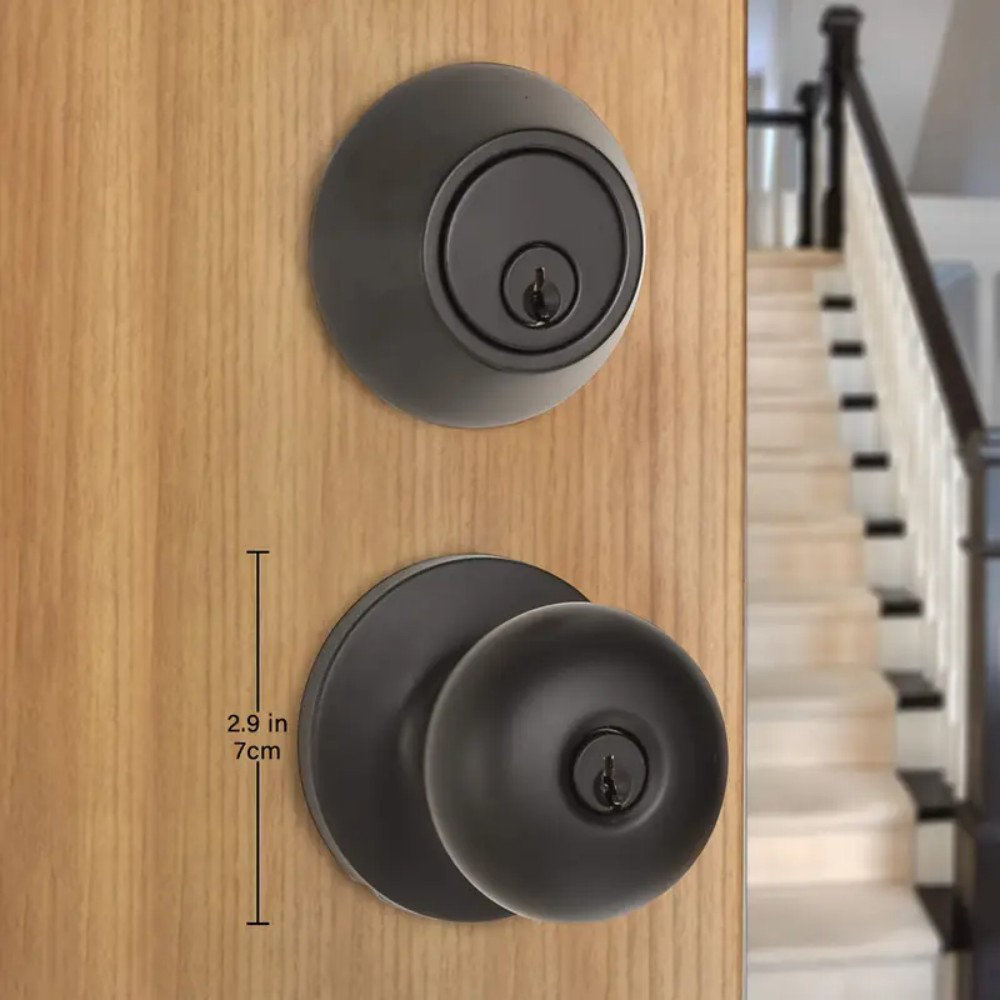 LinsCraft [Coastal Door Handle With Lock] 1 Set Round Ball Exterior Door Handle - Key Lock And ...